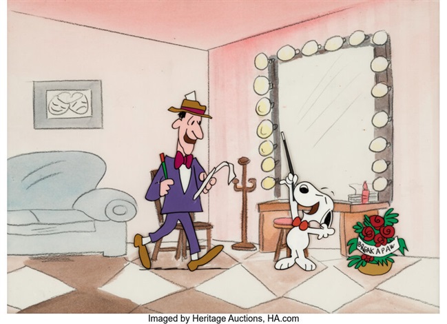 Peanuts - Snoopys World of Magic Snoopy and Journalist Production Cel ...