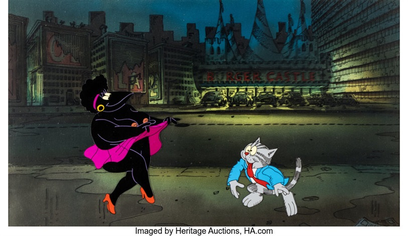Fritz the Cat Big Bertha and Fritz Production Cel Setup with Hey Good ...
