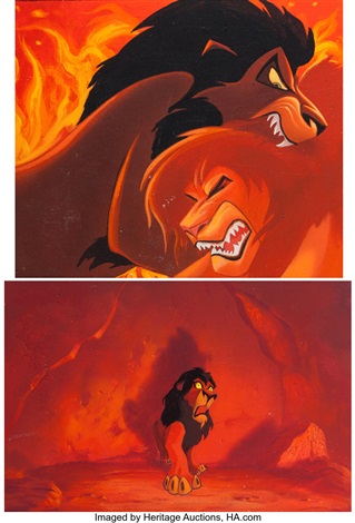 The Lion King Simba and Scar Story ConceptColor Key Original Art Pair ...