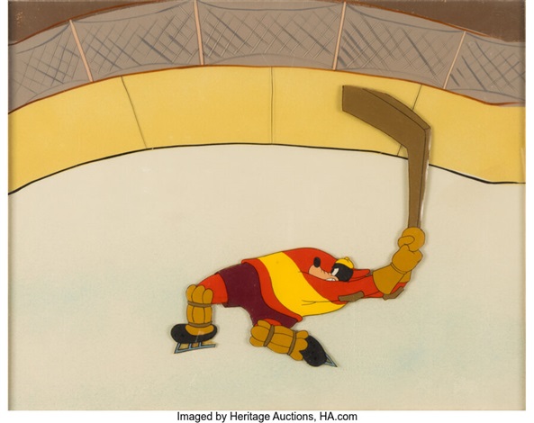 Hockey Homicide Goofy Production Cel with Custom Background Walt Disney ...