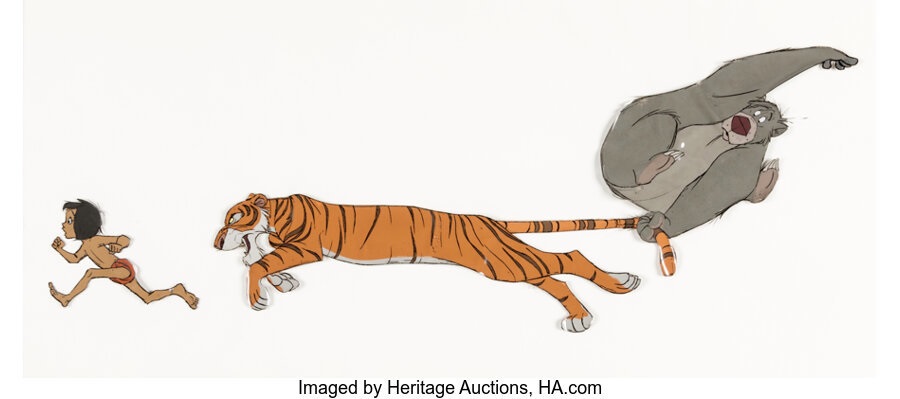 The Jungle Book Mowgli Shere Khan And Baloo Production Cel Walt