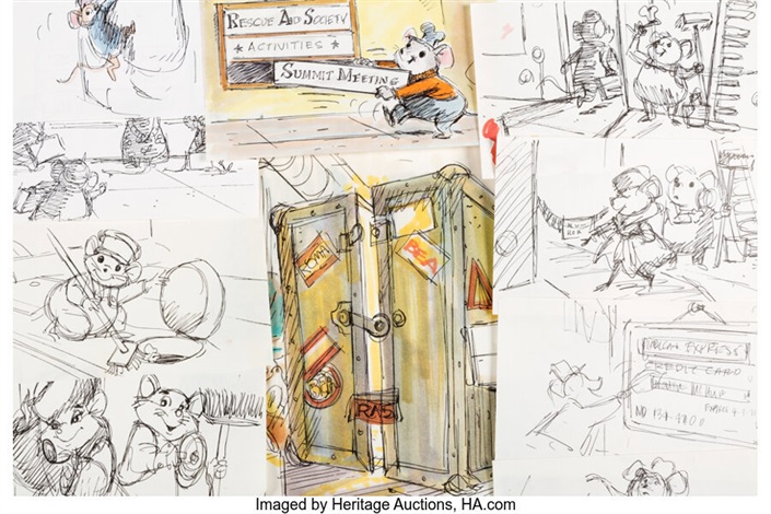 The Rescuers Preliminary Storyboard Drawings by Ted Berman Group of 285 ...