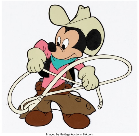 Mickey Mouse Club Talent Round-Up Mickey Mouse as Cowboy Production Cel ...