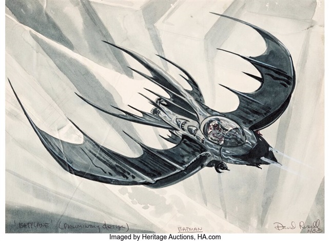 Batman Batplane Concept Painting Signed by David Russell Warner ...