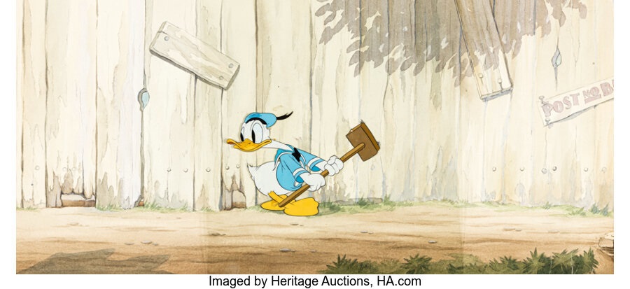 Billposters Donald Duck Production Cel with Pan Production Background ...