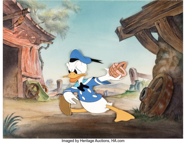 Golden Eggs Donald Duck Trimmed Production Cel with Billposters ...