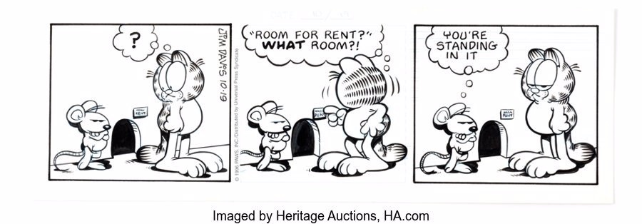 Jim Davis Garfield Daily Comic Strip Original Art dated 10-19-96 PawsUniversal Press Syndicate ...