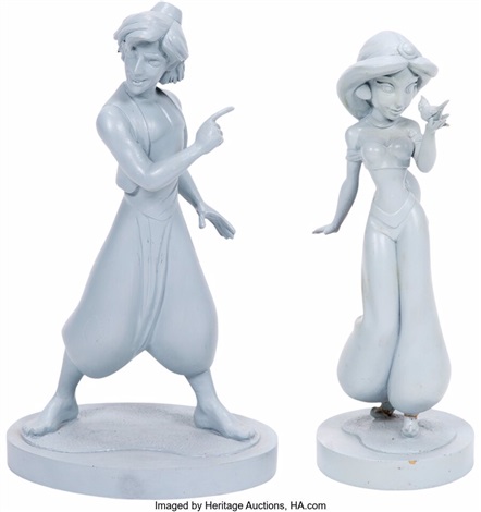 Aladdin Jasmine and Aladdin Maquettes Group of 2 Walt Disney, 1992 ...