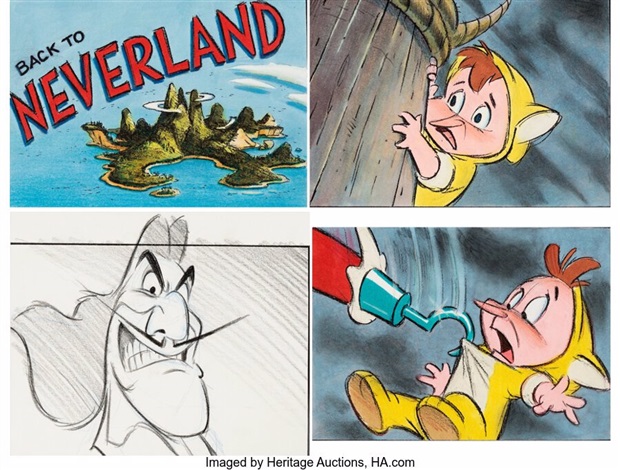 Back to Never Land Storyboards by Thom Enriquez Group of 4 Walt Disney ...