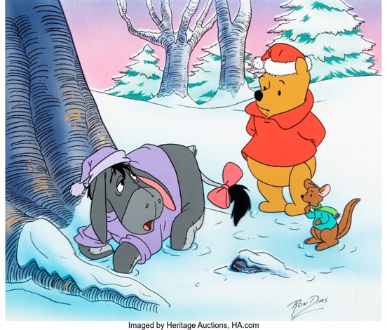 Winnie the Pooh Eeyores Cold Nose Pooh, Kanga and Eeyore Production Cel ...