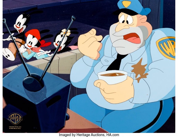 Animaniacs Yakko Wakko Dot And Ralph T Guard Production Cel Setup