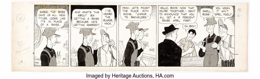 Frank King Gasoline Alley Daily Comic Strip dated 3-28-47 Original Art ...
