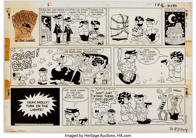 Bob Weber Moose Sunday Comic Strip Original Art dated 9-8-68 King Features Syndicate, 1968 by ...