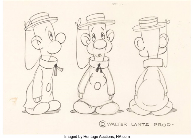 Punchy Turnaround Model Sheet Original Art Walter Lantz, c. 1940. by ...
