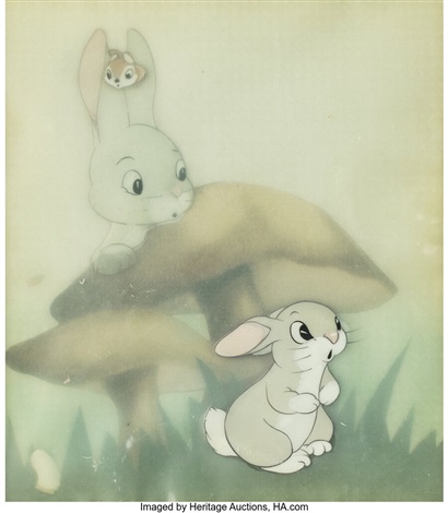 Snow White and the Seven Dwarfs Chipmunk and Bunnies Production Cel ...