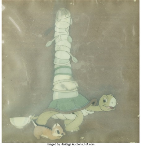 Snow White and the Seven Dwarfs Turtle and Chipmunk Production Cel ...