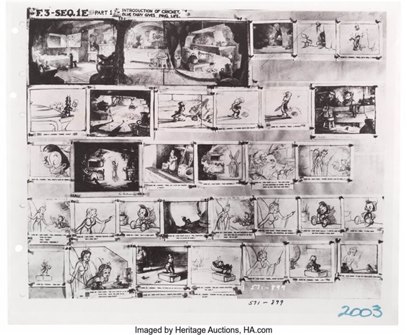 Pinocchio Studio Storyboard Print Group of 44 Walt Disney, 1940 ...