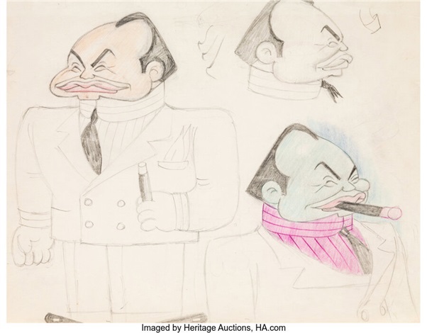 T. Hee Caricature Drawing of Edward G. Robinson c. 1930s by Walt Disney ...