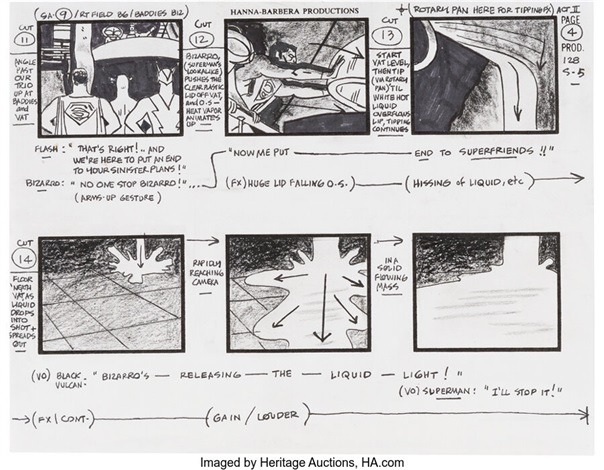 Super Friends Storyboard Drawing and Space Ghost Layout Drawing by Alex ...