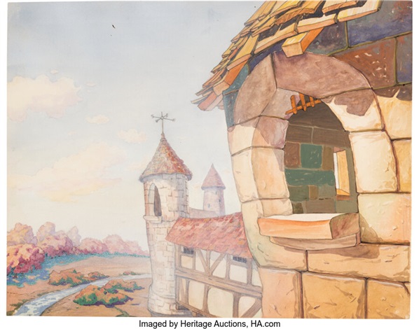 Jack and the Beanstalk Castle Window Preliminary Background Ub Iwerks ...