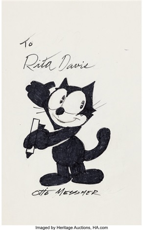 Felix the Cat Fan Drawing by Otto Messmer Original Art King Features, c ...