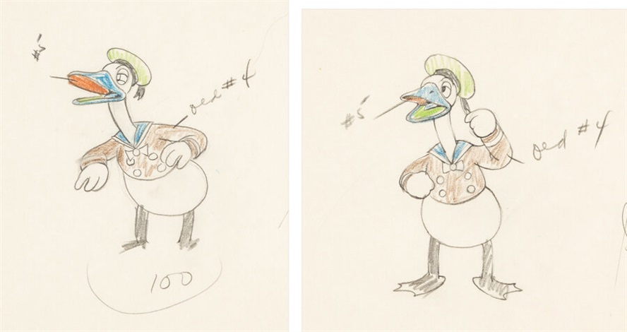 Orphans Benefit Donald Duck AnimationColor Model Drawings Group of 2 ...