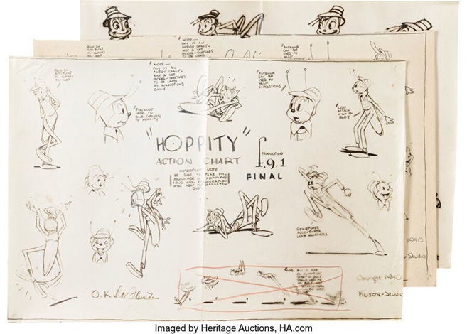 Mr. Bug Goes to Town Studio Model Sheet Print Group of 21 Fleischer ...