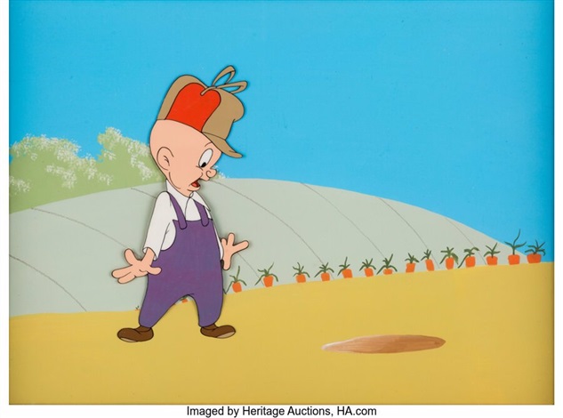 Robot Rabbit Elmer Fudd Color Model Cel and Custom Painted Background ...