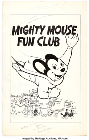 Mighty Mouse Comic Book Covers Original Art Group of 2 TerrytoonsPines ...