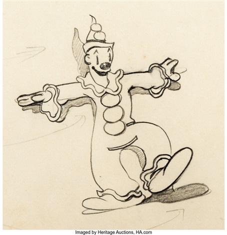 Koko the Clown Animation Drawing with Notations Fleischer Studios, c. early 1930s. by Fleischer ...