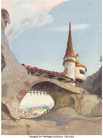 Gullivers Travels Rare Early Lilliputian Gate Concept Art Signed by ...