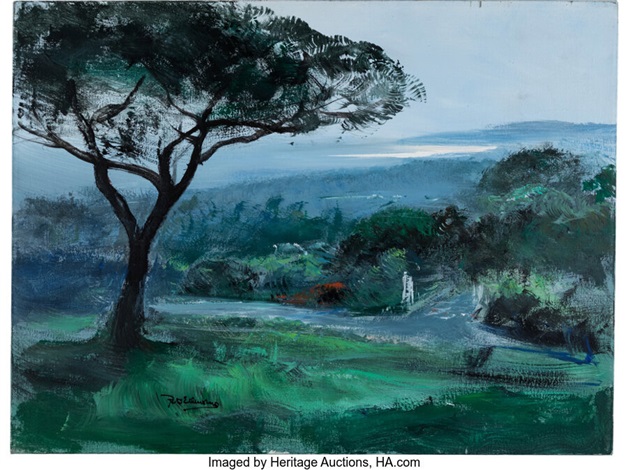 Peter Ellenshaw RARE Preliminary Study Original Acrylic on Canvas c ...