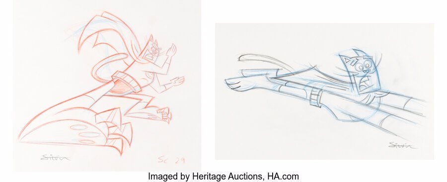 The Fairly OddParents Catman Character Design Drawing Group of 4 Signed ...