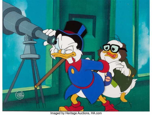 DuckTales Scrooge McDuck and Carl Sagander Production Cel Walt Disney ...