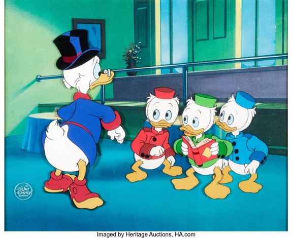 DuckTales Scrooge McDuck with Huey, Dewey, and Louie Production Cel ...