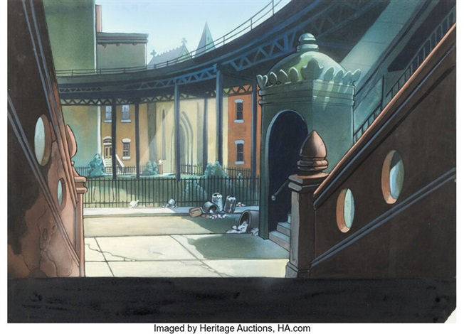 The Enchanted Square City Scene Production Painted Background Original ...