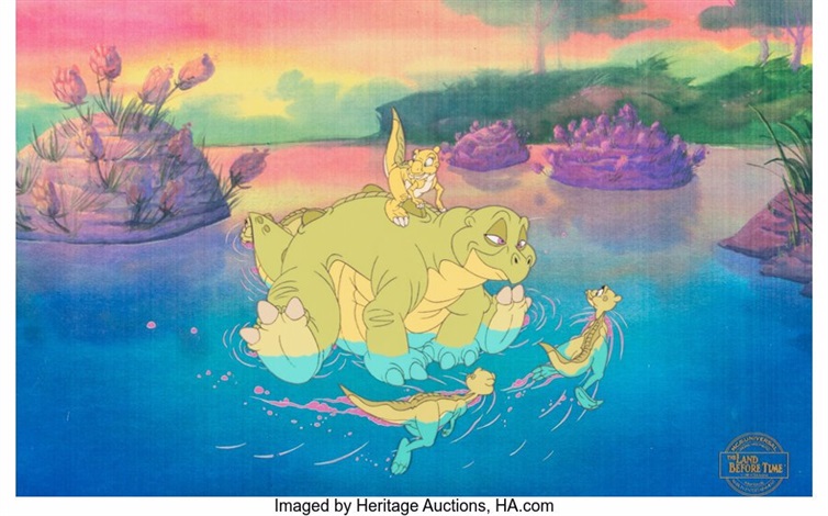 The Land Before Time Spike And Duckys Siblings Production Cel Setup Don