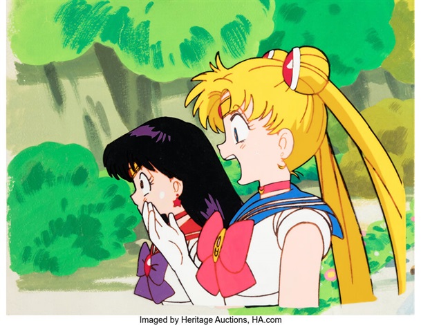 Sailor Moon Sailor Moon and Sailor Mars Production Cel with Custom ...