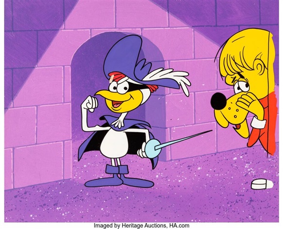 Super Chicken Fred and Super Chicken Scene Cel with Hand-Painted ...