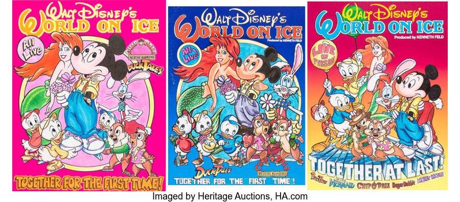 Walt Disneys World on Ice Preliminary Poster Design Art, Group of 3 ...