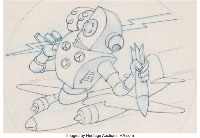 Modern Inventions Robot Butler Disney WWII Insignia Preliminary Drawing ...