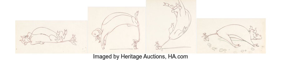 Senor Droopy Droopy and Bull Animation Drawings Original Art Sequence ...