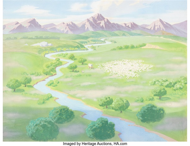 Drag-Along Droopy Opening Scene Sheep Herd Background Painting by John ...