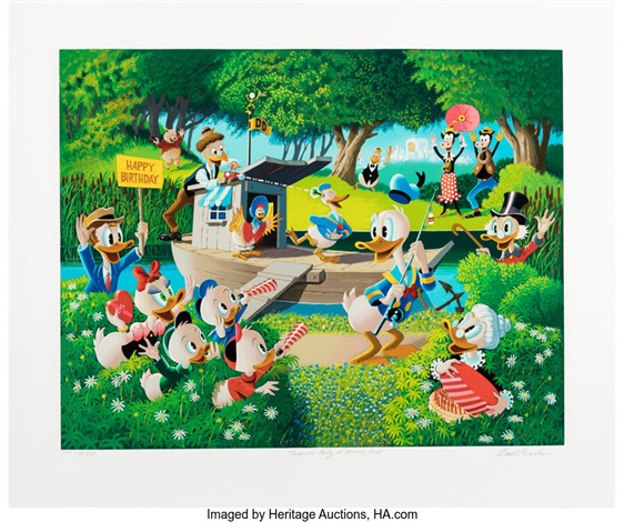 Carl Barks - Uncle Scrooge Surprise Party at Memory Pond Limited Edition Print 115500 Disney Art ...