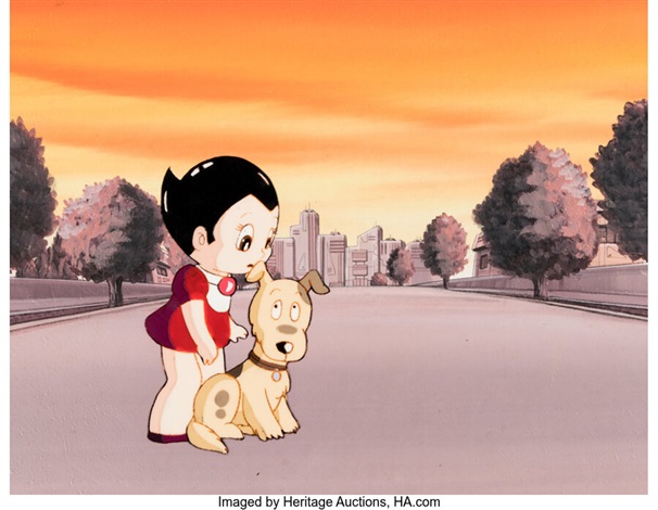 Astro Boy Uran and Jump Production Cel with Production Background ...