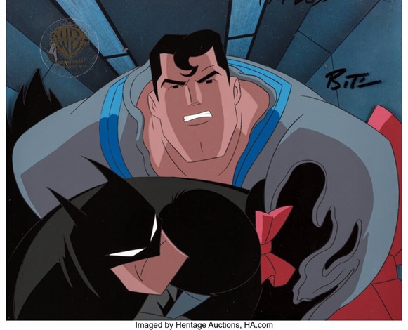 Superman The Animated Series Worlds Finest Part 2 Superman, Batman, and Lois Lane Production Cel ...