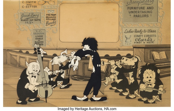 Towne Hall Follies Orchestra Production Cel with Key Master Background ...