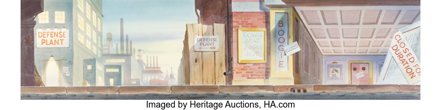 Yankee Doodle Swing Shift Pan-Sized Production Background Walter Lantz, 1942. by Walter Lantz ...