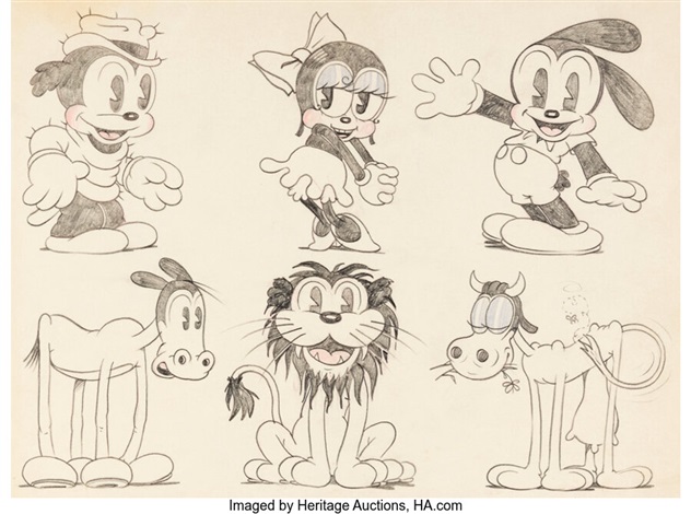 Universal Cartoon Studios Characters Model Sheet Featuring Oswald the ...