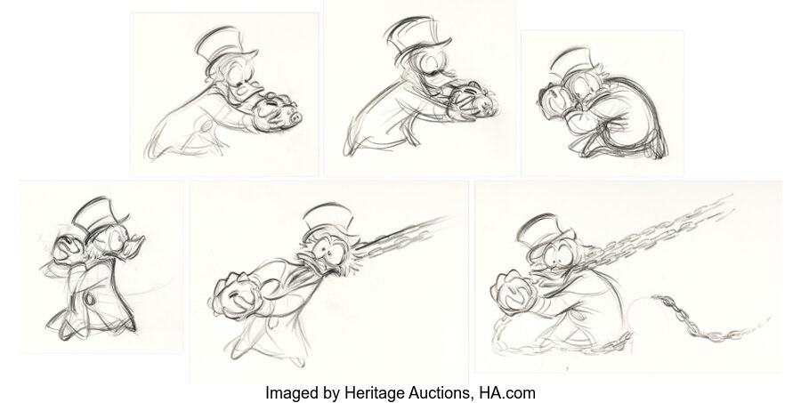 Mickeys Christmas Carol Scrooge McDuck Rough Animation Drawing by Glen ...